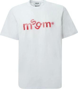 Msgm Msgm, Homme, Tops, Blanc, Taille: XL T-shirt en jersey de coton
