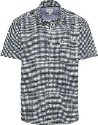 Camel Active Herren Kariertes Kurzarmhemd aus Baumwolle Dunkelblau, Menswear-XXL