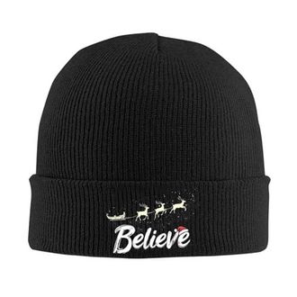 Generic Bonnet No&euml;l Croire Au P&egrave;re No&euml;l Extensible Bonnets Unisexe Bonnet Tricot&eacute; pour Homme Femme Course &Agrave; Pied