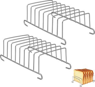 Cabilock 2st Toastständer Dampfgarer Toaster Ofengestell Elektrische Friteuse Brot Rack Ofenluftfritteuse Toasthalter Toastbrotständer Grillzubehör Doppelschic