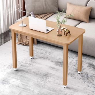 Generic Couchtisch Holz, Coach Tisch, Heimschreibtisch Mit 360°-Universalrollen, Leicht Manövrierbar for Arbeitszimmer, Balkon und Wohnzimmer(Gray)
