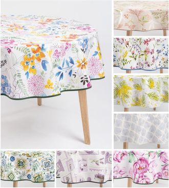 Laro Ø 160 cm Premium Line Sommerblumen Bunt Hell Tischdecke rund - PVC Kunststoff - Wasserdicht & abwischbar, Muster:Sommerblumen Bunt Hell, Größe: Rund 1