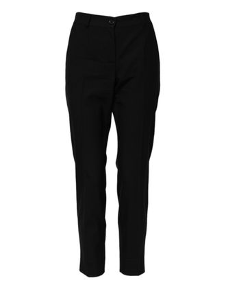 Dolce & Gabbana Womens Black Wool High Waist Tapered Pants Virgin Elastane