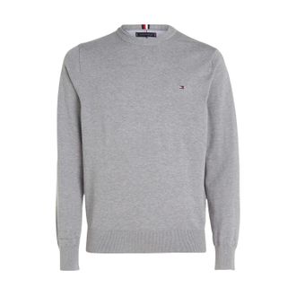 Tommy Hilfiger Pullover f&uuml;r Herren, Rundhalsausschnitt, Baumwolle (Mittelgrau)