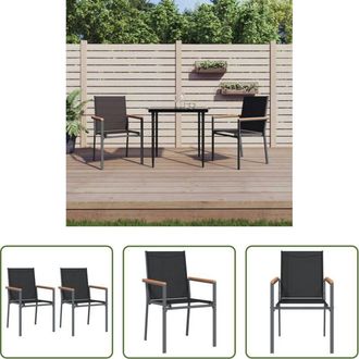 vidaXL vidaXL Terrassenst&uuml;hle - Gartenst&uuml;hle 2 Stk. Schwarz 55x61,5x90 cm Textilene und Stahl