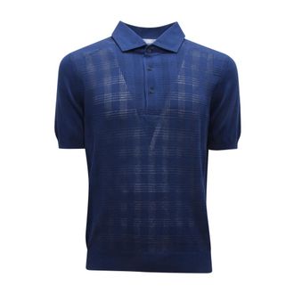Lardini I5611 Perforiertes E Polo Shirt - - Tops - Herren - Blau - S