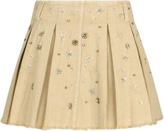 Liu Jo Femme, Jupes, Beige, Taille: 40 FR Mini-jupe avec ornementation orn&eacute;e de bijoux