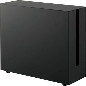 Yamazaki Tableware Yamazaki 5404 TOWER Kabelbox auf Rollen, schwarz, Stahl, Minimalistisches Design, 15 x 40 x 34,5 cm (LxBxH)