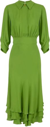Elisabetta Franchi robe mi-longue &agrave; boutonni&egrave;re - Vert