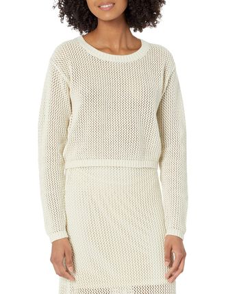 The Drop Häkeloberteil für Damen, Asher, langärmlig, kurz geschnitten, Birke, S