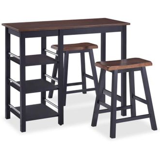 vidaXL Bar Set 3 St&uuml;ck mdf Schwarz - Vidaxl