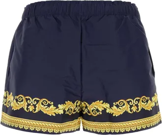 Versace Mens Navy Blue Polyester Swimming Shorts Navyauberginegold Costumi Da Bagno Swimwear