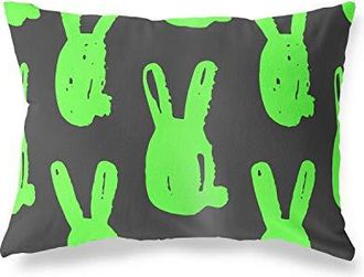 Bonamaison Le Jardin du Lin Kissenbezug Zierkissenbezug Neon Grün-Rauch Kissenbezug, Für Bett, Auto, Sofa, Haus, Wohnzimmer, Schlafzimmer, Dekoration, 45x60 Cm -