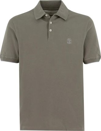 Brunello Cucinelli Homme, Tops, Vert, Taille: XL Polo en Piqu&eacute; de Coton