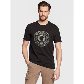 Guess T-Shirt Round Logo M3GI11 J1314 Schwarz Slim Fit
