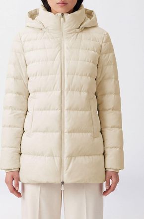 Herno Knielange Stepp-Daunenjacke aus Nylon mit abnehmbarer Kapuze