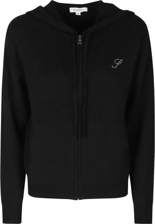 Sporty & Rich SweaT-shirt zipp&eacute; en cachemire S Logo - Femme - Sweatshirts et sweats &agrave; capuche - Noir - Taille: 40 FR