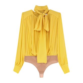 Elisabetta Franchi Crew Neck Bodysuit - - Tops - Damen - Gelb - XS