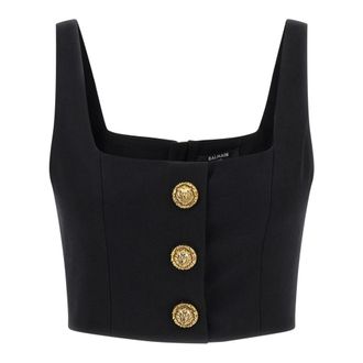 Balmain Cropped Woll-Top - - Tops - Damen - Schwarzk - M