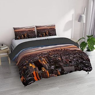 Italian Bed Linen Goodnight Bettwäsche-Set mit Digitaldruck, Mikrofaser, Manhattan, Doppelbett