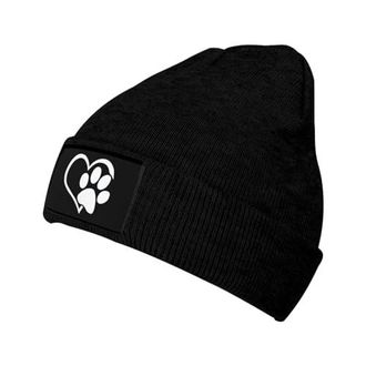 Generic L&eacute;ger Bonnet Souple Tricot&eacute;, Empreinte de Patte de Chien, &Eacute;pais Chapeau Tricot&eacute;, Bonnets en Tricot pour Adultes, Femme, Ski