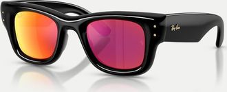 Ray-Ban Wayfarer Puffer - Lunettes de soleil carr&eacute;es &agrave; verres orange effet miroir - Noir