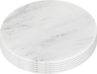 Argon Tableware 6X Wei&szlig; 30cm Runde Tischsets aus Marmor - Gro&szlig; rutschfest Hitzebest&auml;ndig K&uuml;che Essen Tisch Abendessen Tischsets-Set