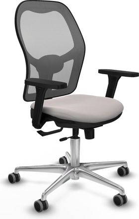 Piqueras y Crespo B&uuml;rostuhl, weiche Rollen, 3D-Arme, h&ouml;henverstellbare Lendenwirbelst&uuml;tze, ausgestattet mit Syncro/Traslack und Schaumstoff, Grau/Wei&szlig;