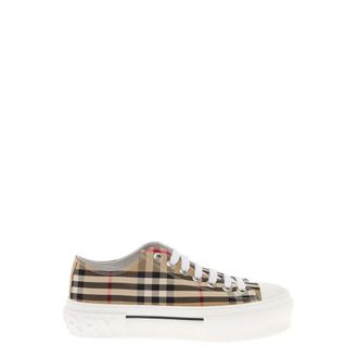 Burberry Femme, Chaussures, Multicolore, Taille: 36 EU Baskets Beige en Toile avec Motif &agrave; Carreaux