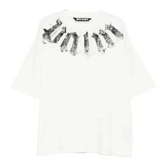 Palm Angels T-shirt coupe ample avec logo au col - Homme - Tops - Blanc - Taille: XL