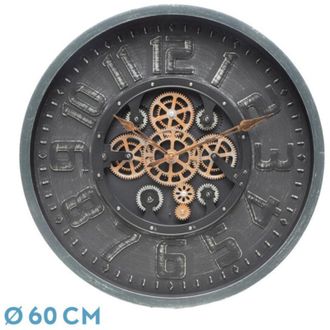 Fabrilamp Fabrilamp - albox Wanduhr schwarz 60x60x7 cm mit Zahnr&auml;dern mit Uhrwerk