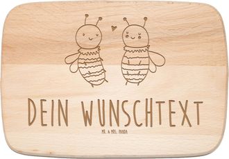 Mr. & Mrs. Panda Personalisiertes Frühstücksbrett Biene Verliebt - Personalisierte Geschenke, Servierbrett, Brotzeitbrett, Küchenhelfer, Brotschneidebrett, Schneidebre