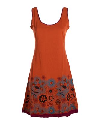 vishes Damen Longshirt-Kleid mit Bl&uuml;mchen in Dunkelorange I Gr&ouml;&szlig;e 3XL (44-46) I 100% Baumwolle I Stylisches Sommerkleid f&uuml;r Freizeit & Alltag I Nachhaltige A