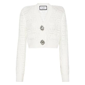 Philipp Plein Femme, Pulls, Blanc, Taille: 42 FR Cardigan Monogram