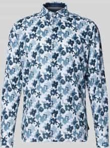 Fil Noir Slim Fit Business-Hemd aus Leinen-Baumwoll-Mix Modell Roma