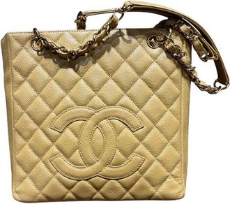 Chanel Beige Quilted Leather Bag
