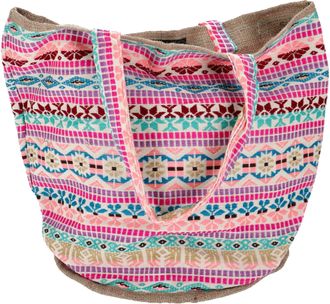 Guru Shop Handgefertigte Boho Shopper Tragetasche, Strandtasche, Einkaufstasche - Pink/bunt, Unisex - Erwachsene, Baumwolle, 40x45x30 cm