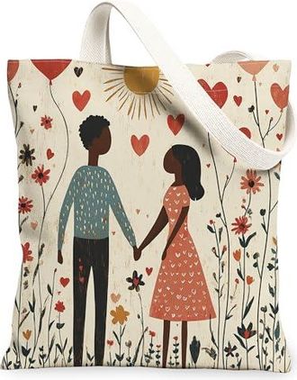 Generic Sac fourre-tout esth&eacute;tique en toile de Saint-Valentin pour faire du shopping, 33 x 38,1 cm, sac d&eacute;picerie r&eacute;utilisable pour femme, amoureux de lamour,