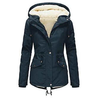 FNKDOR Manteau Femme Hiver Chaud &eacute;Pais Doublure en Peluche Parka Veste Slim Fit Trench Coat Zipp&eacute; Coupe-Vent avec Capuche Outercoat Blousons avec Fermeture &agrave;