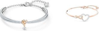 Swarovski Lifelong Heart Armreif, Herz, Weiß, Metallmix & Infinity Armreif, Unendlichzeichen und Herz, Weiss, Metallmix