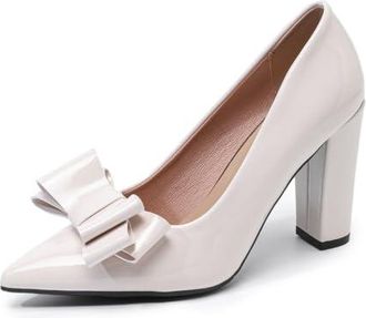 Generic Escarpins &agrave; bout pointu pour femme avec noeud d&eacute;coratif et talons hauts pour bureau, f&ecirc;te et soir&eacute;e, blanc, 38.5 EU