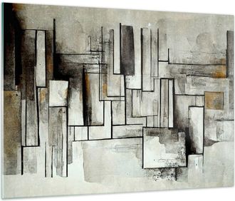 Arttor Bilder auf Glas Stück Alt Striche Glasbild 70x50cm Wandbilder Dekoration Wohnzimmer Schlafzimmer Küche Deko Klein Wanddeko Bild im Glas Wand Kunstdruc