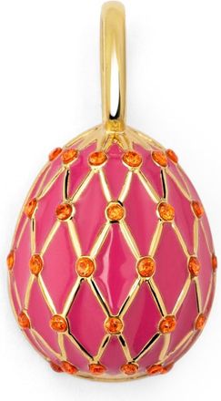 Singularu Charm Easter Egg Pink. Messing mit 18 K Goldbeschichtung, Emaille und Zirkoniasteinen. Schmuck für Damen