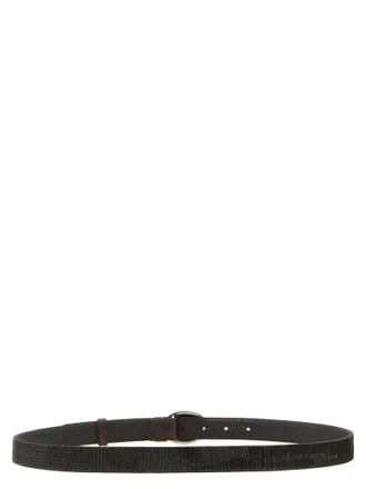 Brunello Cucinelli Embossed Texture Calf Leather Belt - Brown