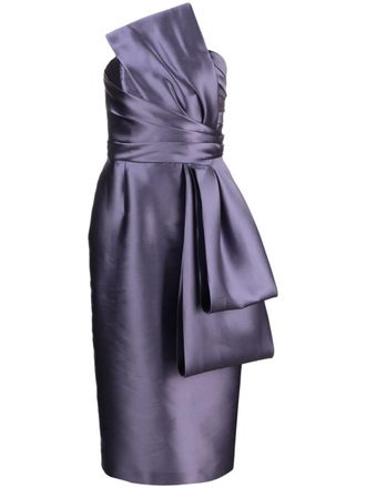 Alberta Ferretti robe-bustier mi-longue &agrave; noeud oversize - Violet