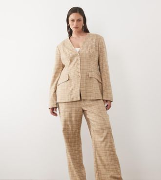 Asos Curve - Pantalon densemble ajust&eacute; &agrave; carreaux-multicolore