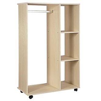 HOMCOM Armoire penderie Armoire de Rangement Mobile Panneaux de Particules Coloris chêne Clair
