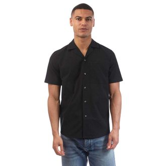 HUGO BOSS Hugo - Ellino Hemd f&uuml;r Herren, Polyester, kurz&auml;rmlig (Schwarz)