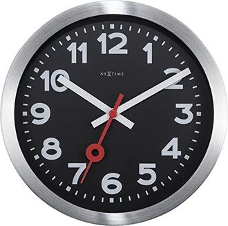 NeXtime Station Wanduhren, Metall und Kunststoff, Schwarz, 17 cm