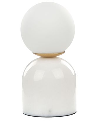 Beliani Tischlampe aus Marmor und Glas weiß 21 cm Kugelform Modernes Design Kiwi